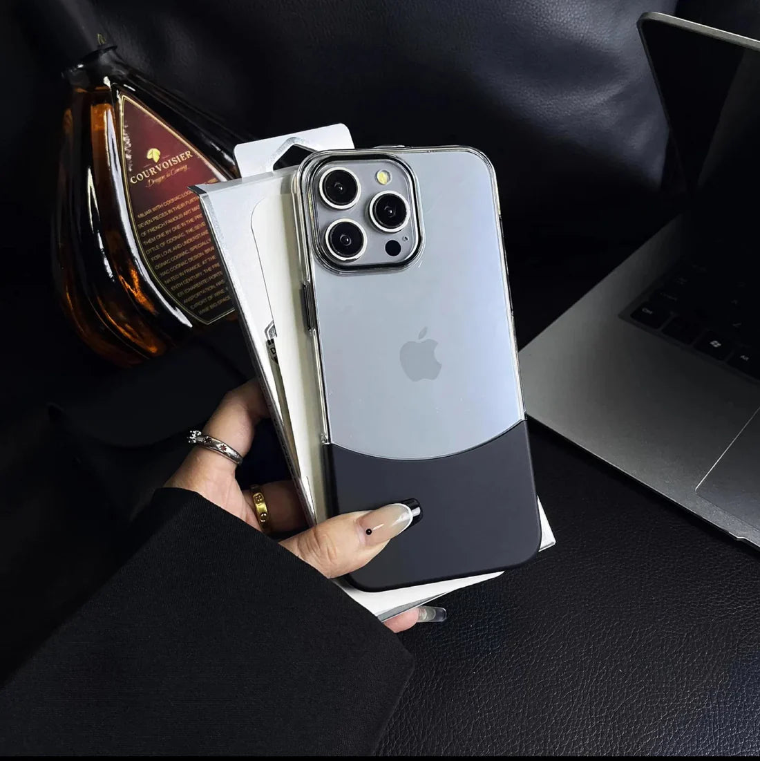 New Crystal Transparent Semi-Coloured Bottom Case 🖤 – Unique Mobile Cover